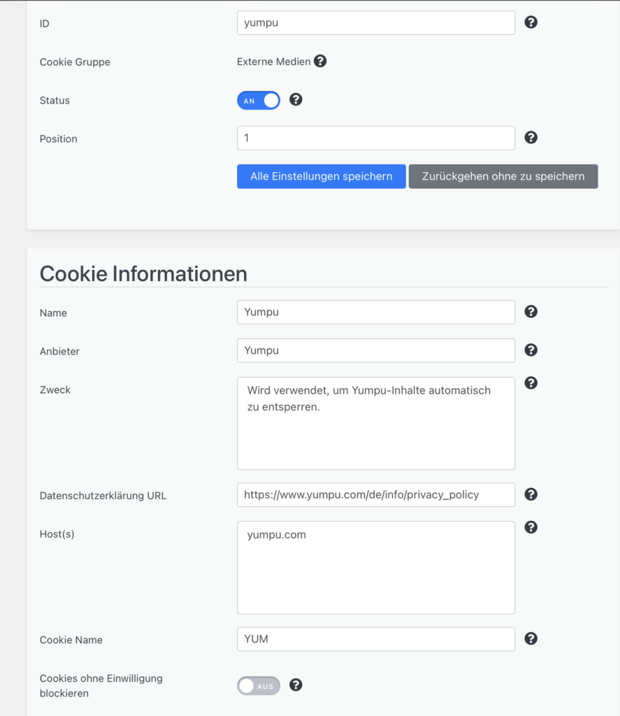 Set up data protection for yumpu and Borlabs Cookie - noprob.oit.digital