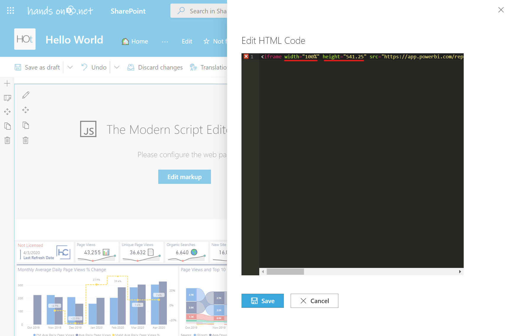 How to view a full width Power BI report in SharePoint - noprob.oit.digital