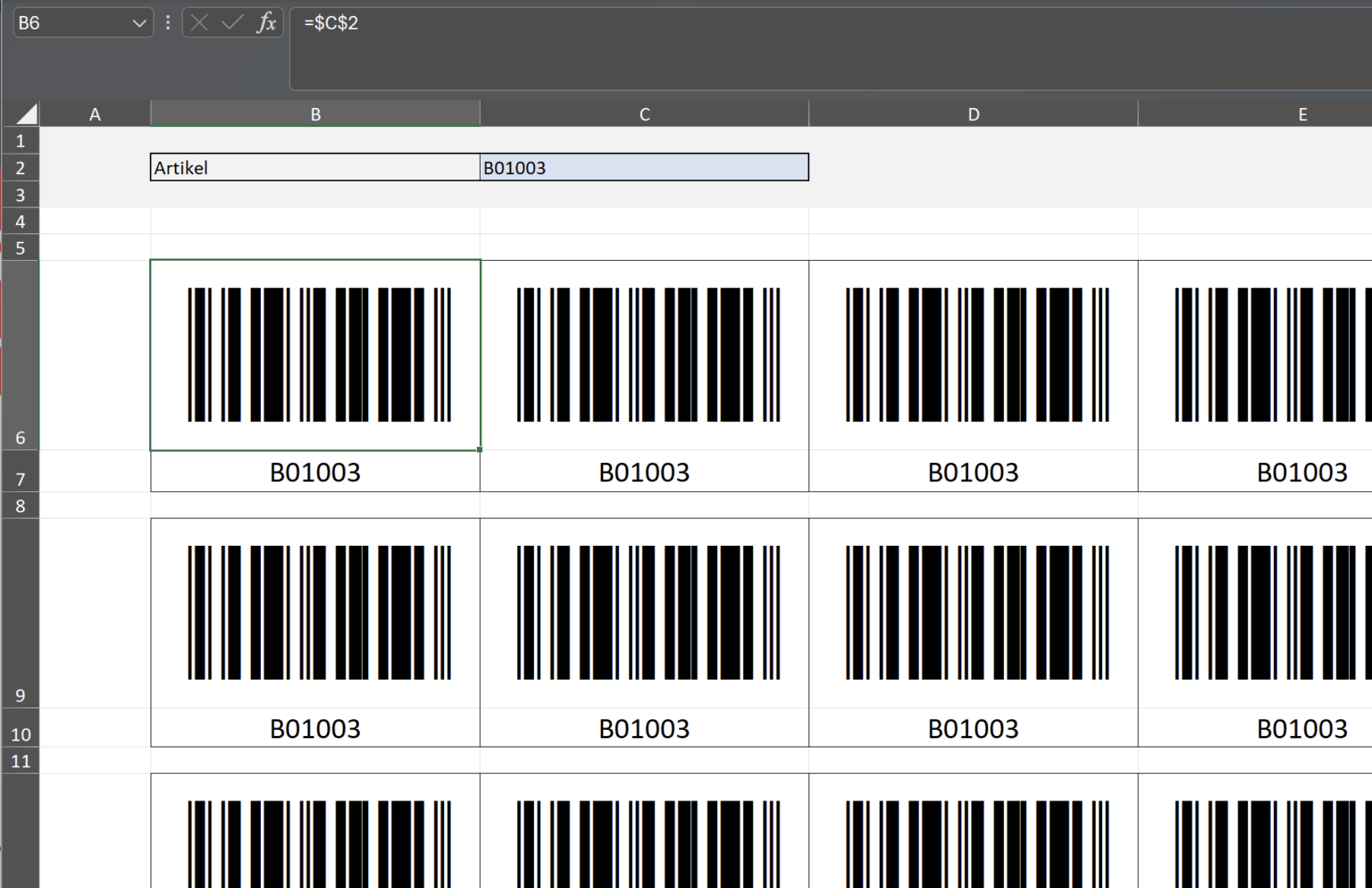 How to display barcodes in Excel - noprob.oit.digital