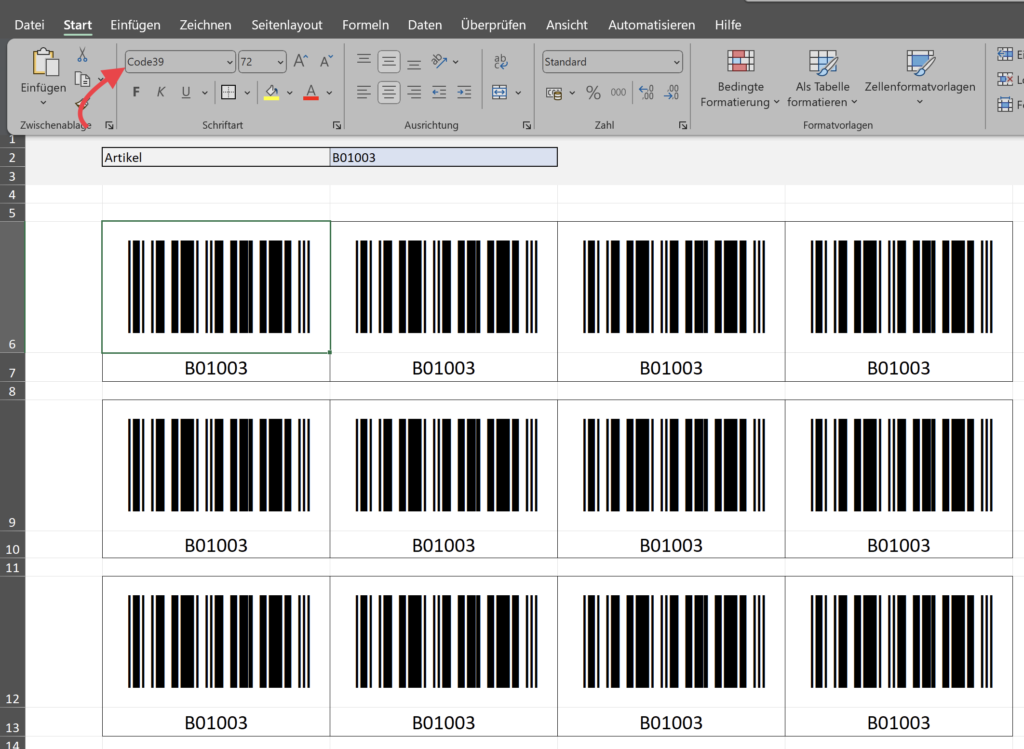 How to display barcodes in Excel - noprob.oit.digital